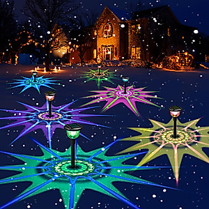 AUSRKI Solar Pathway Lights Outdoor 6 Pack, Christmas Decorative Lights for Outside Waterproof, Color Changing & Warm White Mode, Bright LED Solar Garden Lights for Walkway, Patio, Yard