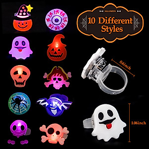 Ouddy Life 50Pcs Halloween Light up Rings for Kids, Glow in the Dark LED Flash Finger Lights Non-Candy Fillers Toys for Trick or Treat Prizes Party Favors Goodie Bag Stuffers