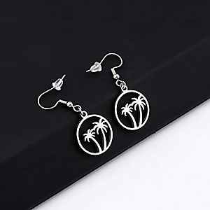 BEKECH Tropical Coconut Palm Tree Cut Out Earring Summer Beach Jewelry Holiday Bridal Beach Wedding Jewelry for Bridesmaid