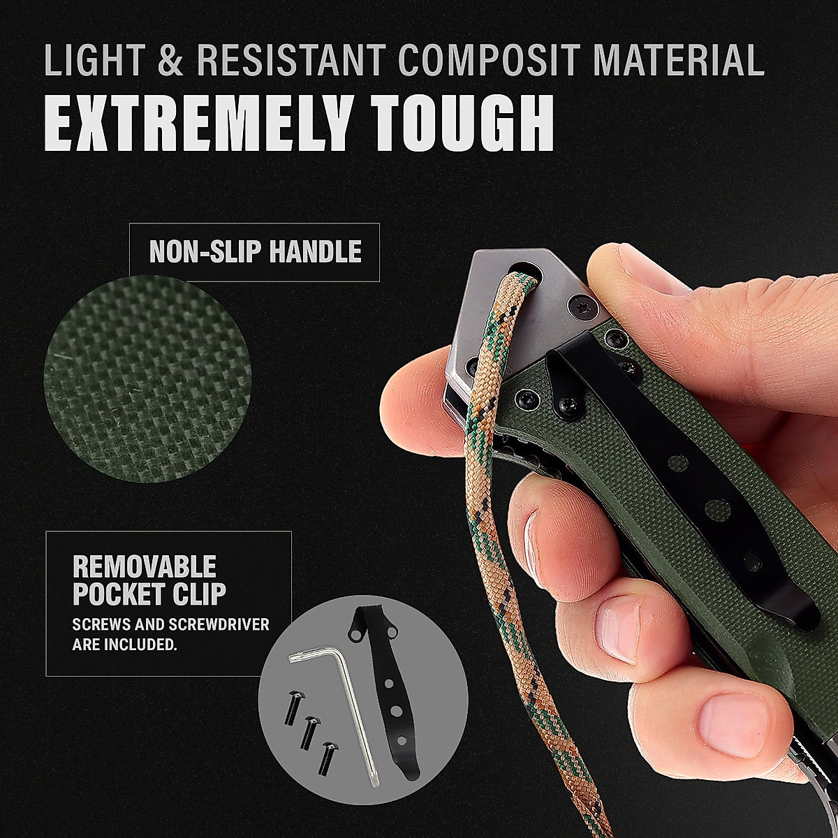 Pocket Knife Spring Assisted Knife - Folding Tactical Knives Japanese Tanto Blade Knives - Ninja Assisted Opening Knife - Best for Camping Hiking EDC Work Knife Birthday Christmas Gifts for Men 6688