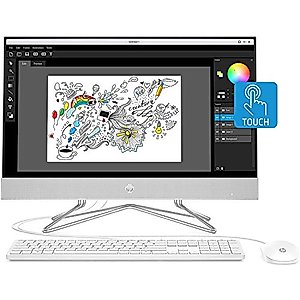 HP 24-inch All-in-One Touchscreen Desktop Computer, AMD Ryzen 5 4500U Processor, 12 GB RAM, 512 GB SSD, Windows 10 Home (24-dp0160, Silver)