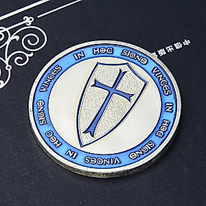 GogoForward Commemorative Knights Templar Cross Masonic Mason Silver Coin(Blue)