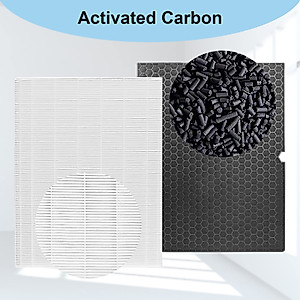 RONGJU Replacement 116130 Filter H for Winix 5500-2, 2 Filter & 2 Activated Carbon Filter Combo Pack Compare to Part # 116130