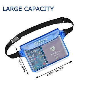 Etsfmoa 2-Pack Waterproof Pouch with Waist Strap, 3 Zipper protect phone and valuables, Waterproof Dry Bag Wallet/Best Gifts for Men Women for Boating Fishing Diving Swimming Snorkeling Kayaking