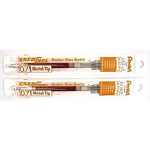 2 Pk Pentel LR7-F EnerGel Refills, 0.7 mm Medium, Orange