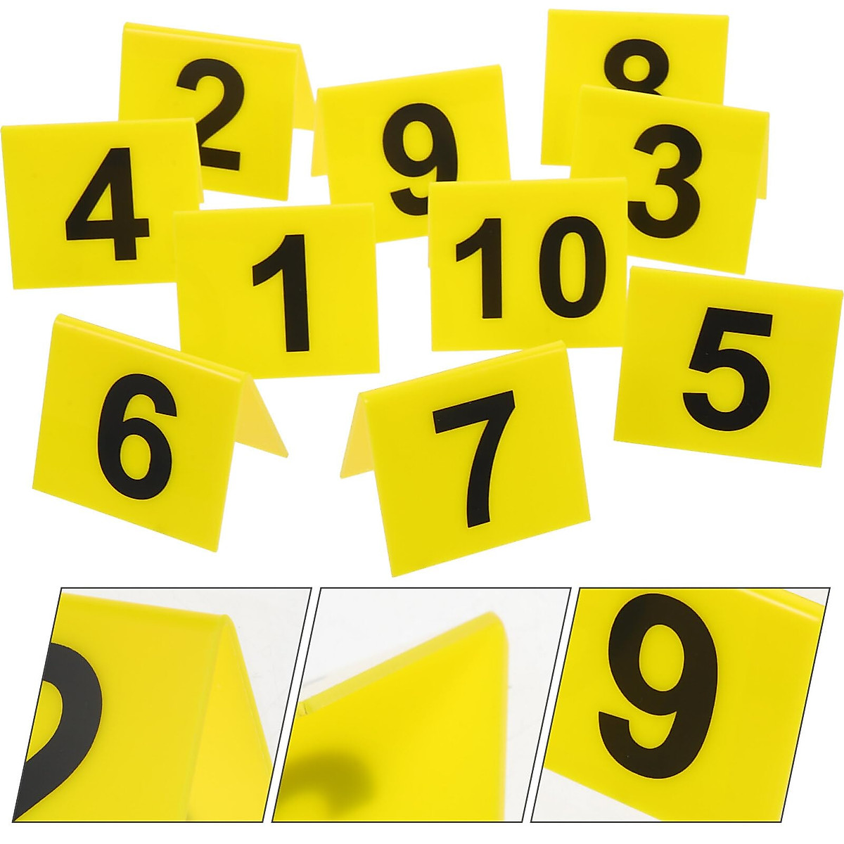 Hemoton 10pcs Evidence Markers Crime Scene Marker Tents 1-10 Table Number Tents for Halloween Party Decorations Yellow