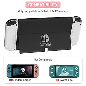 RHOTALL Protective Case Compatible with Nintendo Switch OLED, Dockable Shell for Switch OLED Console and Joycon Controller, Cute Accessories for Switch OLED with Comfortable Grip Design - Pink