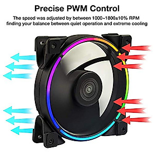 CP3 120mm Fan 3 in 1 Kit Upgrade,12cm RGB LED Computer Case Fan - PWM Cooling Fan - Dual Light Loop Quiet Fan/Multiple Light Modes for PC Case