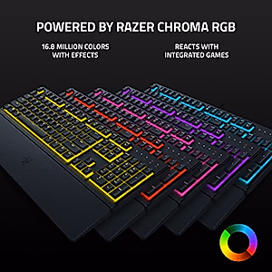 Razer Ornata V3 X Gaming Keyboard: Low-Profile Keys - Silent Membrane Switches - Spill Resistant - Chroma RGB Lighting - Ergonomic Wrist Rest - Classic Black