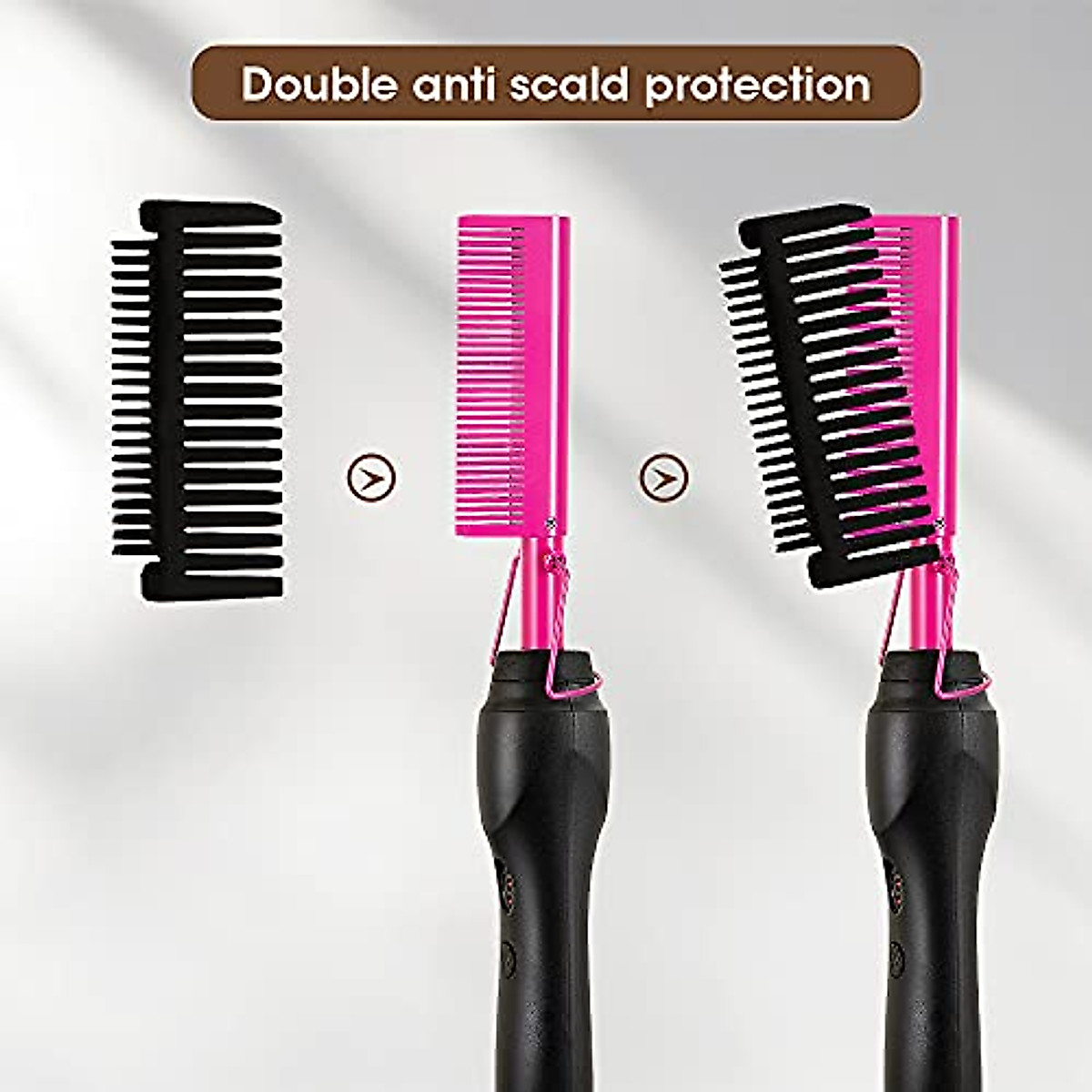 Pink Hot Comb Electric Hot Comb Heating Pressing Combs Hair Straightening [Power:42w]