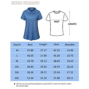 Vldnery Women's Golf Shirts Moisture Wicking Short Sleeve Shirt 3-Button Athletic Lightweight Yoga Tennis Polo Tops (L)