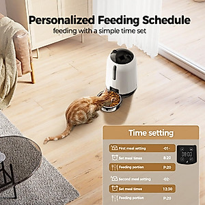 Automatic Cat Feeder, 3L Timed Cat Feeder for Dry Food Up to 6 portions, 6 Meals/Day, Dual Power Supply Cat Feeders