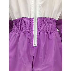 VOIKERDR Women Colorblock One Piece Outfits Set High Waist Pants Long Sleeve Zipper Front Windbreaker Jumpsuit Purple L