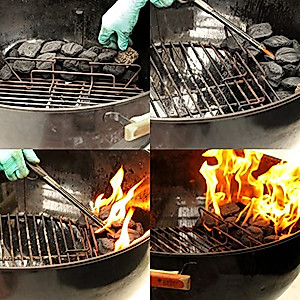 OLIGAI Stainless Steel Charcoal Rails for Weber Charcoal Grill,Indirect BBQ Grilling Accessories for 18/22/26 Inch Weber,Replacement for 7402 Charcoal Rails(Set of 2)