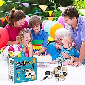 Aoumi Busy Cube for Kids Sensory Busy Board Travel Toy for Toddlers 1 2 3 Years Old Educational Learning Toys Montessori Toys for Babies 18-24 Month