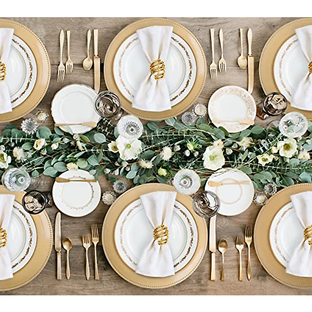 MAONAME 13" Gold Charger Plates, Round Chargers for Dinner Plates, Plastic Beaded Plate Chargers for Dinner Plate, Table Setting, Wedding, Set of 6