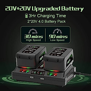 Cordless Leaf Blower&Vacuum SOYUS 3in1 Leaf Vacuum Mulcher 40V 360CFM 5 Speeds Brushless Battery Operated Leaf Blower for Lawn Care with 45L Bag (2 x 4.0Ah Battery and Charger Included)