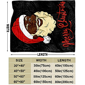 LUVIVIHOME Christmas Throw Blanket, Funny African American Black Santa Claus Blanket, Winter Xmas Holiday Kids Blanket, Cozy Warm Soft Lightweight Fuzzy Flannel Fleece Blanket for Couch, Sofa, 50"x60"
