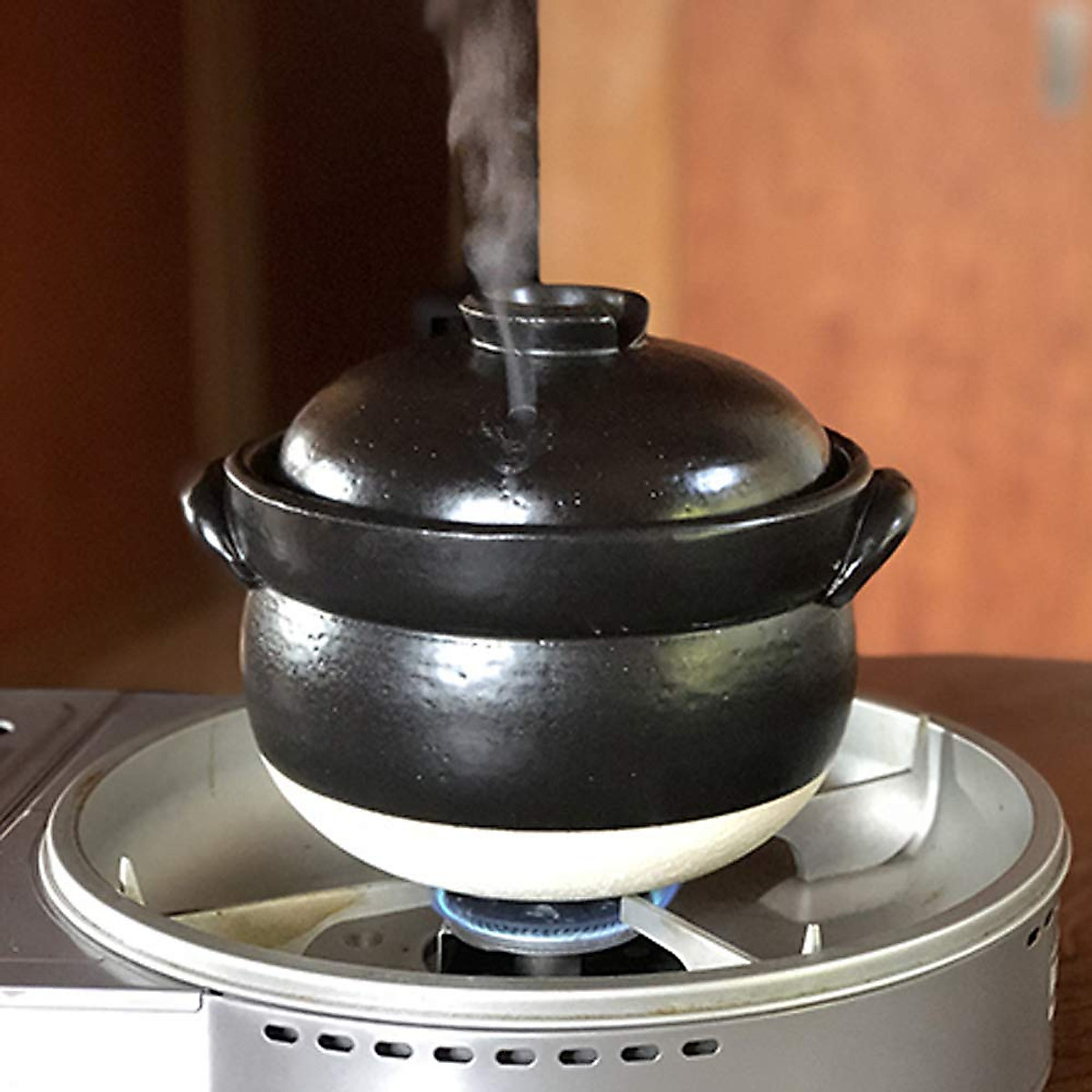 Japanese Donabe Rice Cooker, 3 Go, with Inner Lid, 1900ml, Made in Mie, Japan