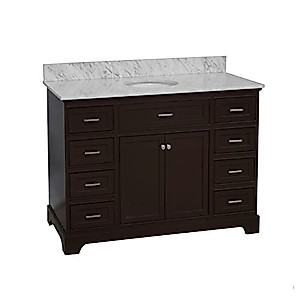 Kitchen Bath Collection Aria 60-inch Single Bathroom Vanity (Chocolate/Carrara): Includes Chocolate Cabinet with Authentic Italian Carrara Marble Countertop and White Ceramic Sink