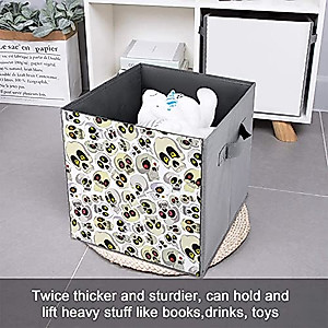 Skull Pattern Collapsible Storage Bins Basics Folding Fabric Storage Cubes Organizer Boxes with Handles