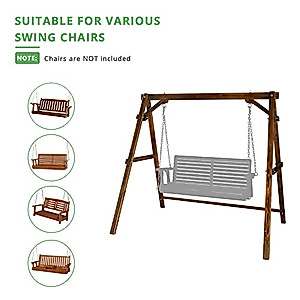 Outvita Porch Swing Stand, 67" Wooden Swing Frame with Extra Bottom Connection Board and Stable A Frame for Patio, Porch, Backyard 600lbs Capacity