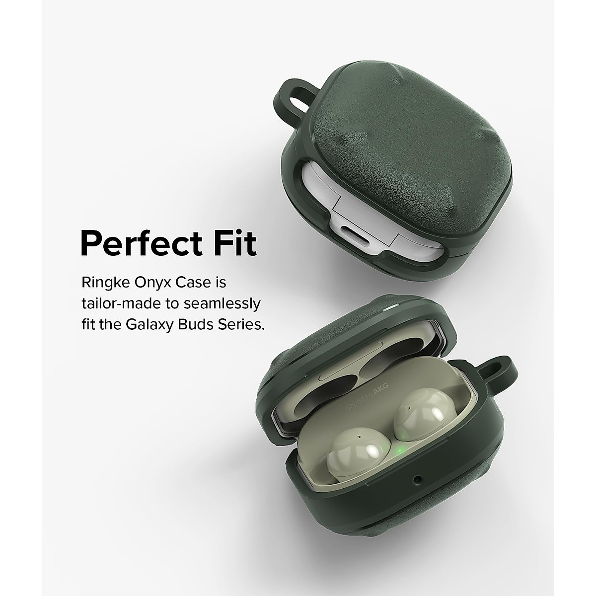 Ringke Onyx Compatible with Samsung Galaxy Buds 2 Pro/Pro / 2 / Live/FE Case, Oil & Dirt Resistant Non-Slip Cover - Dark Green
