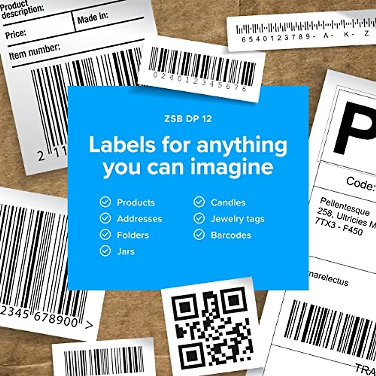 ZEBRA ZSB Series Thermal Label Printer - Small Home Office Wireless Labeling for Address, Folders, Shipping, Barcodes. Compatible w/UPS, USPS, Shopify, Ebay, FedEx, Amazon, Etsy - ZSB-DP12-2-in Width