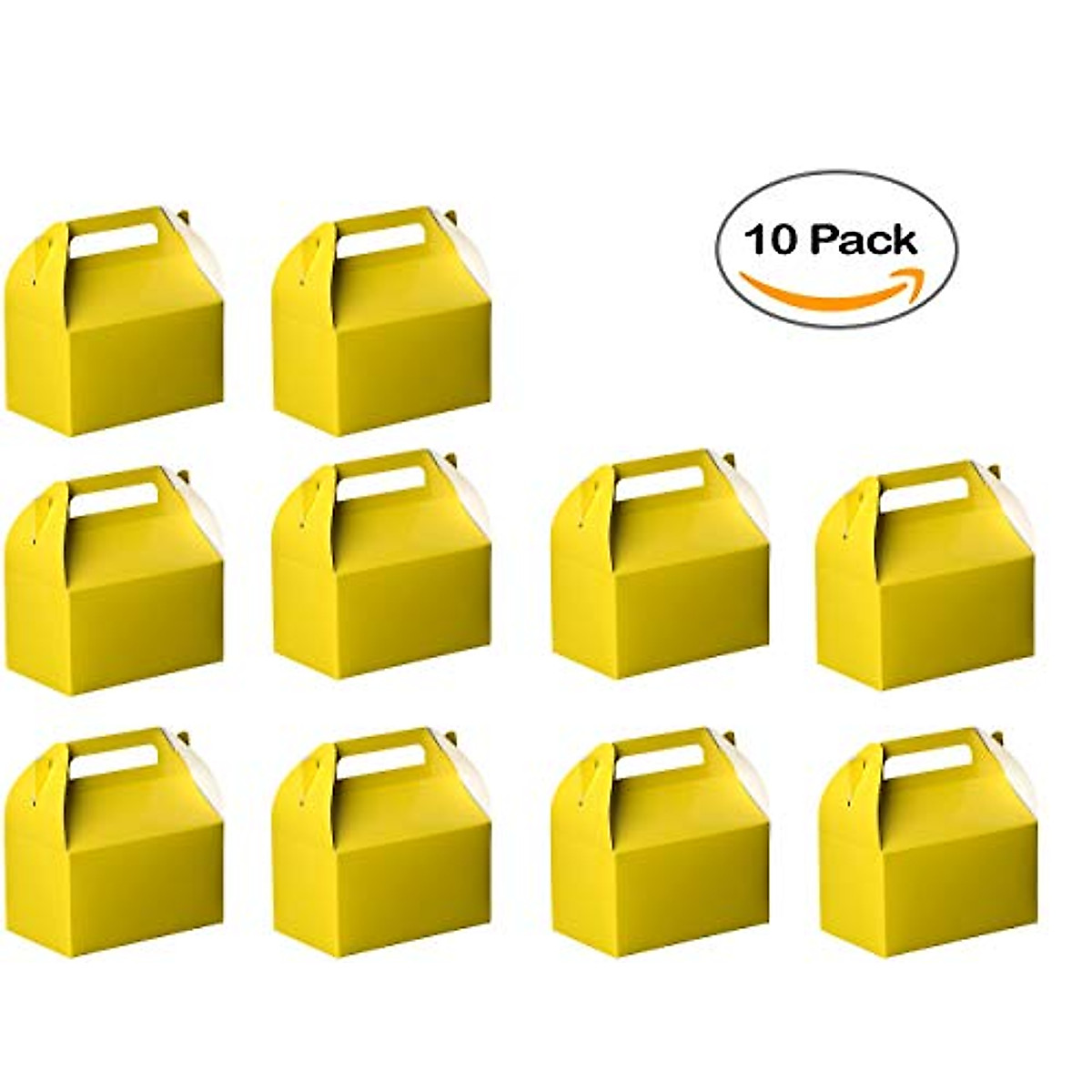 Party Favors Paper Treat Boxes (10 Pack) Yellow Colored Paper Containers & Boxes Treat Container Cookie Boxes Cute Designs Perfect for Parties and Celebrations 6.25" x 3.75" x 3.5"