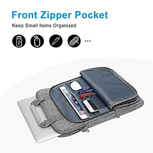 MOSISO Vertical Laptop Shoulder Bag Compatible with MacBook Air/Pro,13-13.3 inch Notebook,Compatible with MacBook Pro 14 2023-2021 A2779 M2 A2442 M1 with 2 Front Pockets&Front Decorative Pockets, Gray