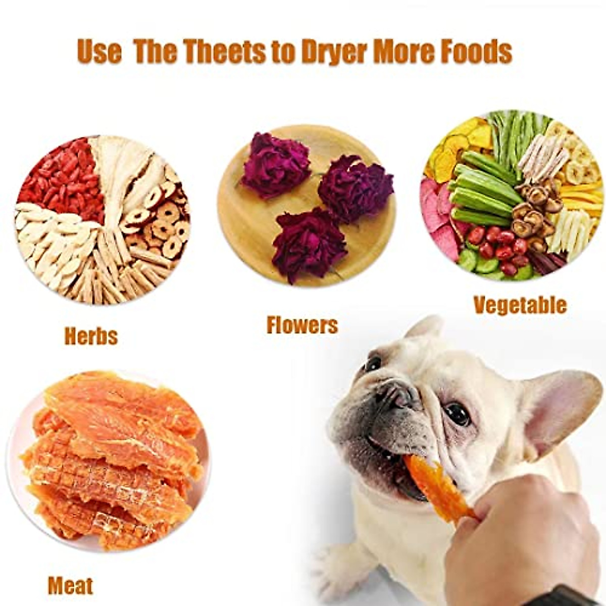 OUOSY 7Pcs Reusable Dehydrator Sheets For Dehydrator, Round Silicone Dehydrator Mats For Fruit, 13 inch Premium Non Stick Food Dryer Mesh Sheet (7 Pack, 13 x 13‘’), 13 x 13 In, White