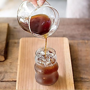 URMAGIC 2 Pcs Creative Glass Cups,18 Oz Vintage Drinking Glasses,Wave Shape Glass Cups,Bubble Glasses,Bubble Cups,Iced Coffee Glasses,Cute Glass Cup,Aesthetic Cups,Milk Cups,Ribbed Beverage Cups