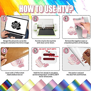 Puff Vinyl Heat Transfer 3D - Puff HTV Vinyl Gradient Colour 8 Sheets 12"x 10" Puff Heat Transfer Vinyl for T-Shirt Clothes Compatible with Cricut Air or Maker (Gradient Colour)