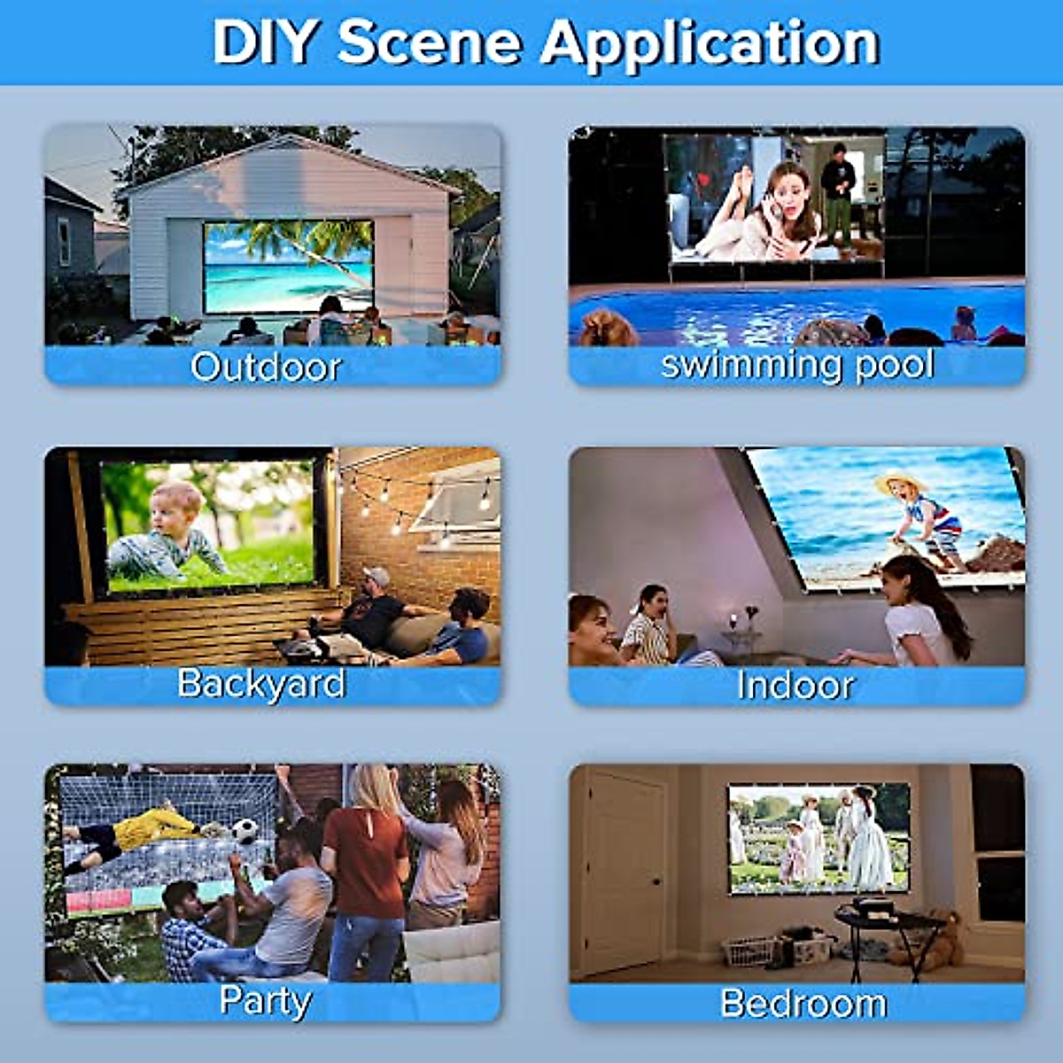 Projector Screen,JWSIT 120 inch Outdoor Projector Screen,16:9 HD Foldable Anti-Crease Outdoor Movie Screen, Portable Projector Screen with Carrying Bag for Home Theater Backyard