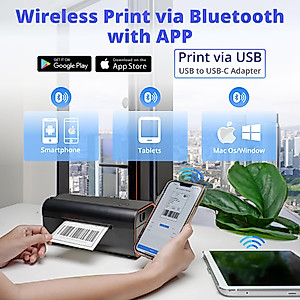 Moelectro Bluetooth Thermal Shipping Label Printer, 2023 New Upgraded 4x6 Wireless Printer, Compatible with Android & iPhone and Windows, Mac OS, Widely Used for Ebay, Shopify, Etsy, USPS