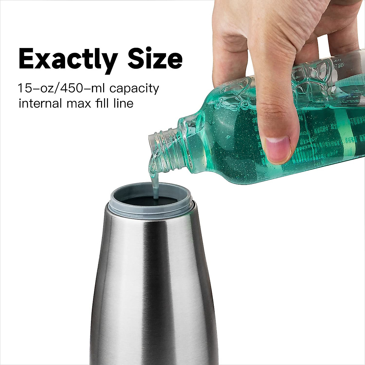 AIKE 15fl.oz Stainless Steel Liquid Soap Dispenser for Dish and Hand Soap