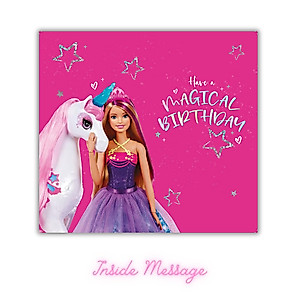 Danilo Promotions Limited Barbie Age 7 Birthday Card, Official Barbie Age 7 Birthday Card, Happy Birthday Age 7 Barbie Card,Multi,9 x 5 inch