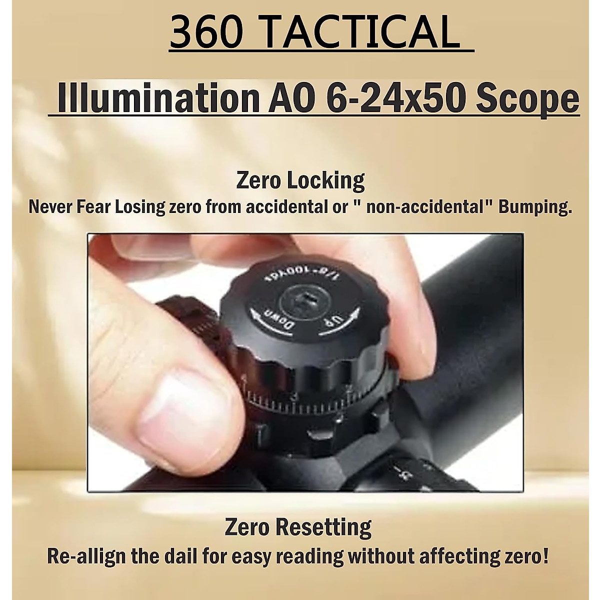360 TACTICAL 6-24x50 AOE Red & Green Illuminated Rangefinding Mil Dot Hybrid Crosshair Scope