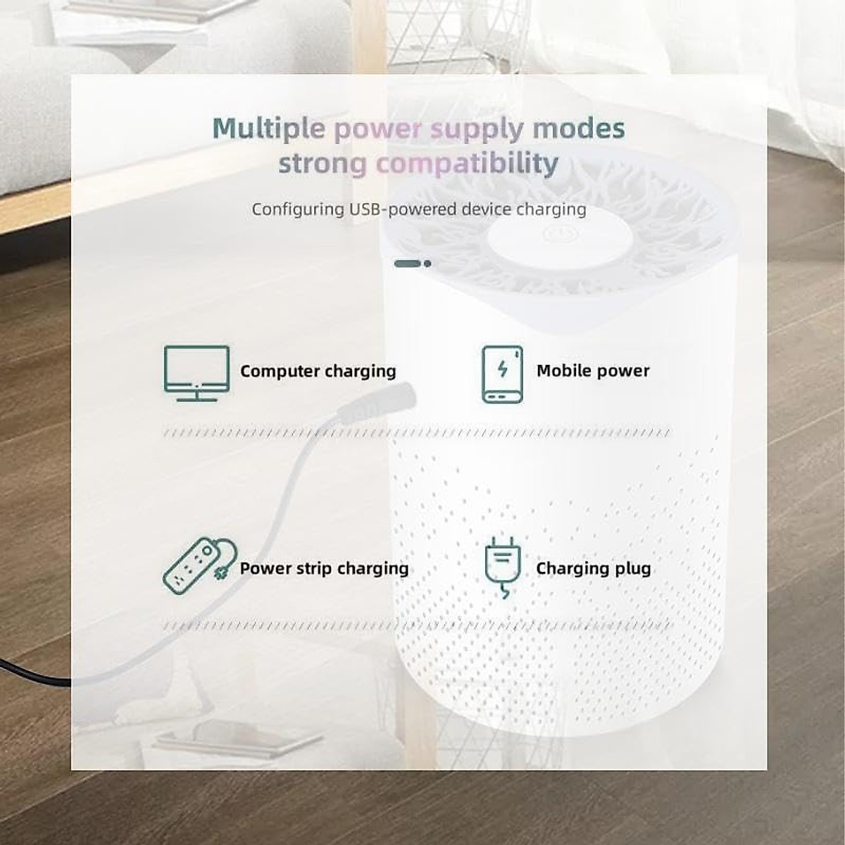 Mini Air Purifier,Small Size and Suitable for Placing On Your Desk or Bedside Table to Protect You. Noise ≤36dB, Sleep better-White