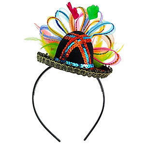 Skeleteen Womens Fiesta Sombrero Headband - Mexican Fancy Fascinator Girls Hair Accessories for Kids and adults