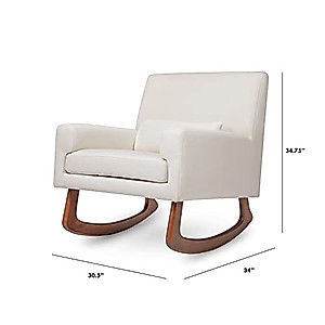 Nursery Works Sleepytime Rocker in Performance Cream Eco-Weave with Walnut Legs, Water Repellent & Stain Resistant, Greenguard Gold and CertiPUR-US Certified