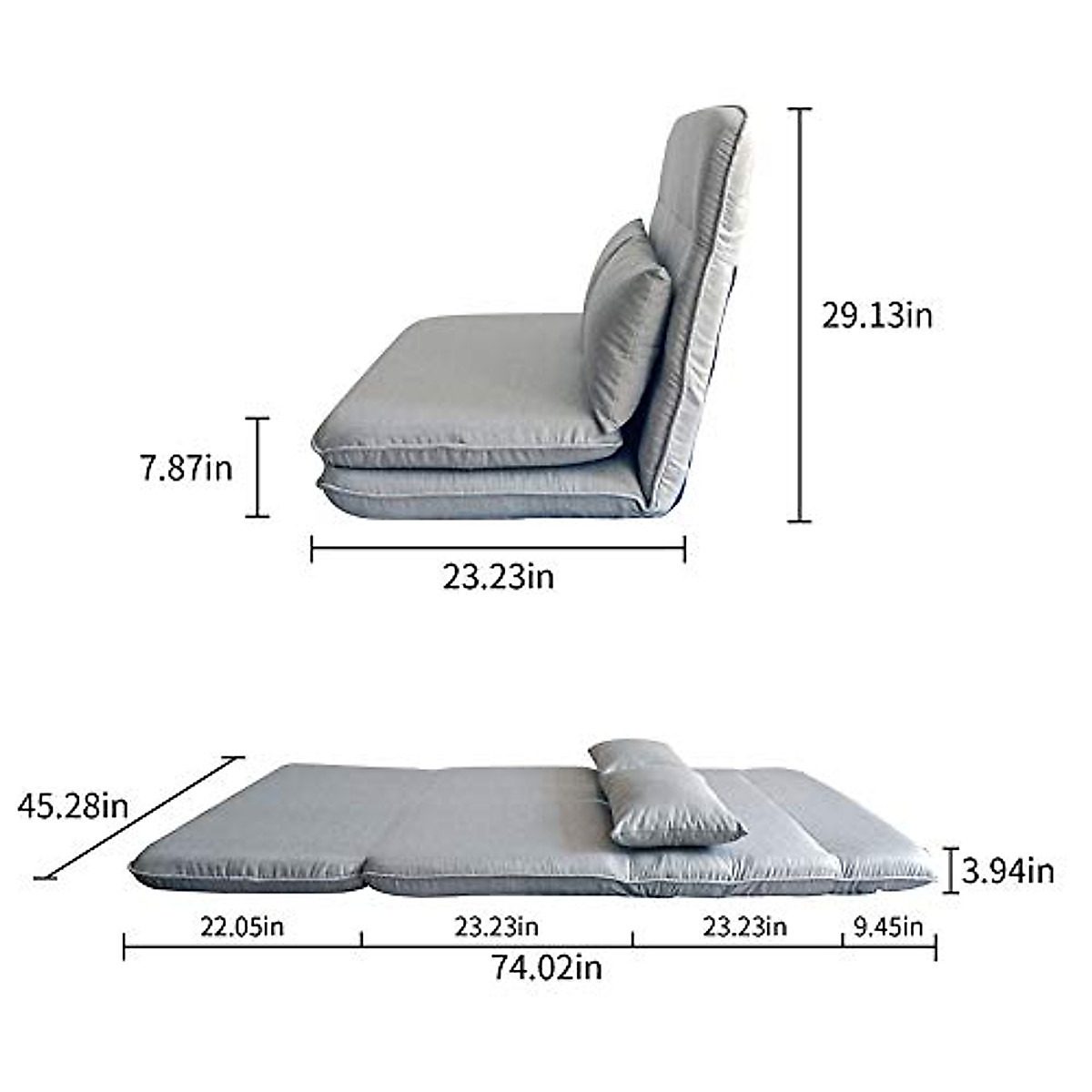LTT Futon Sofa Bed, Sleeper Sofa, Suitable for Small Space Configuration Apartment Dormitory Floor Chair Sofa Bed Folding Lazy Sofa Floor Chair Sofa Recliner Bed