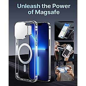 Silverback for iPhone 13 Pro Max Case with Stand, MagSafe-Compatible Case with Built-in Camera Cover,Magnetic Phone Case Shockproof DustProof Cover for iPhone 13 Pro Max 6.7 inch- Clear