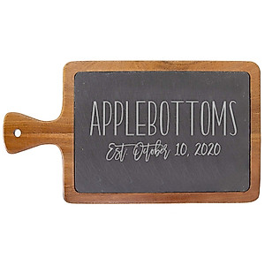 Personalized Acacia and Slate Cutting Board. 9 Engraving Options. 2 Sizes. Custom Wedding Gift For Couple, Newlyweds, Anniversary. Closing Gift. Realtor Gift. Engraved Slate/Acacia Cutting Board