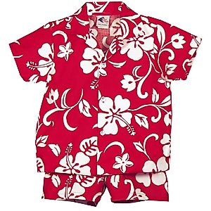 RJC Boy's Classic Hibiscus 2pc Set, Red, 2T