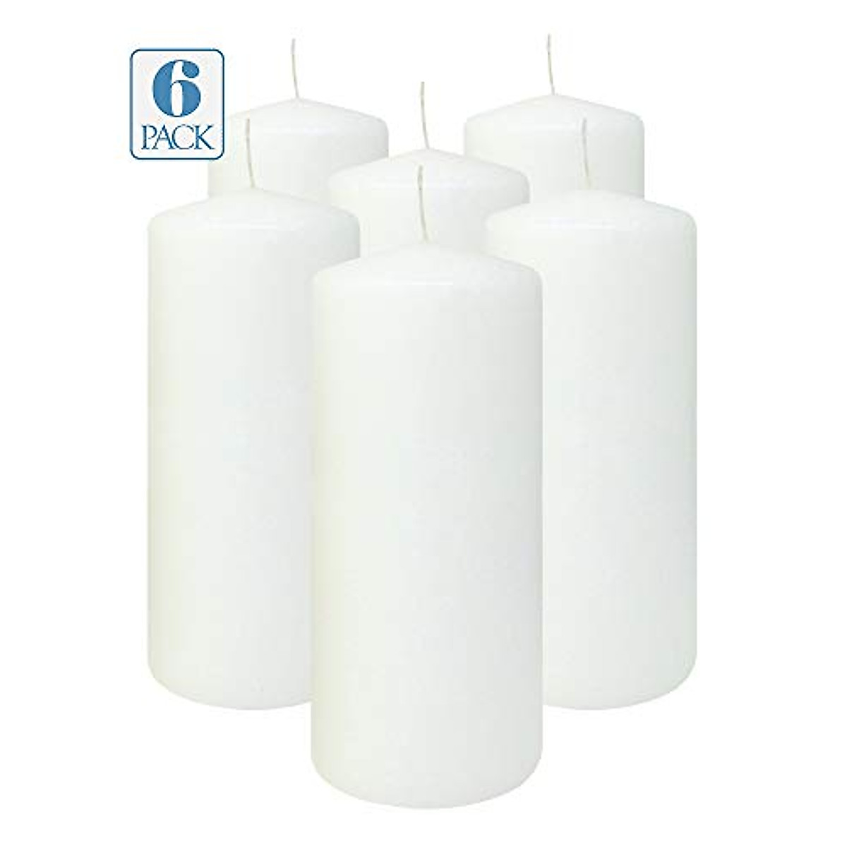 HYOOLA White Pillar Candles 3x7 Inch - Unscented Pillar Candles - 6-Pack - European Made