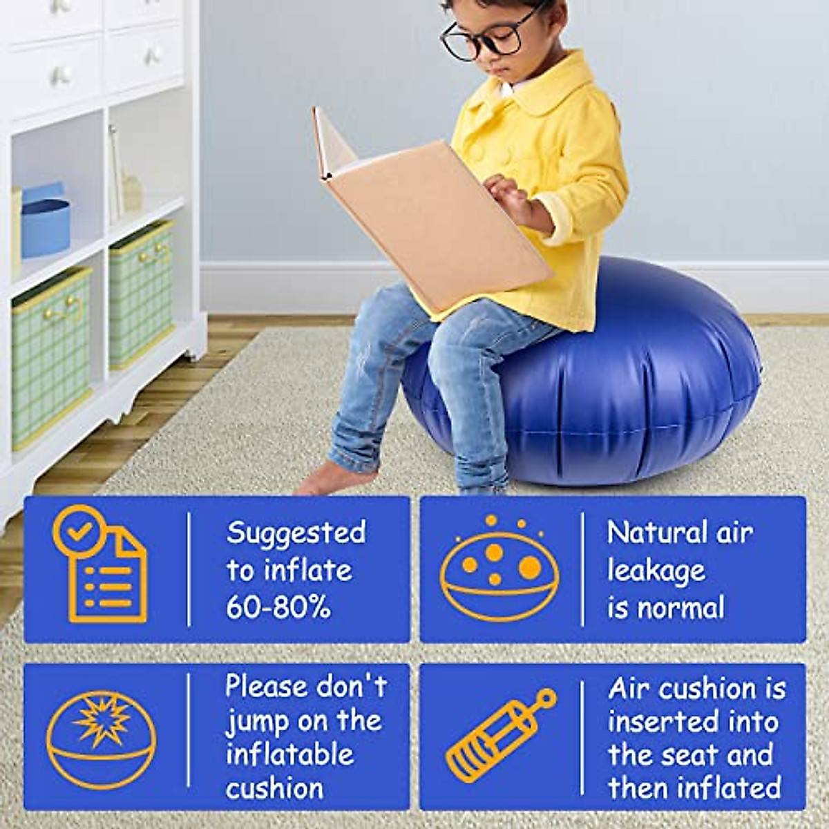 Y- STOP Kids Pod Swing Replacement Inflatable Cushion, Indoor Swing for Kids Thickened PVC Inflatable Cushion (27.5 inches)