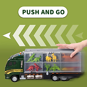 SNAEN 39 in 1 Dinosaur Toy Truck for Kids 3-7 with Play Mat, Dino Transport Carrier Vehicle with Lights and Sounds, Toys for Toddler 3 4 5 6 Years Boys Includes Dino Figures, Eggs and Trees