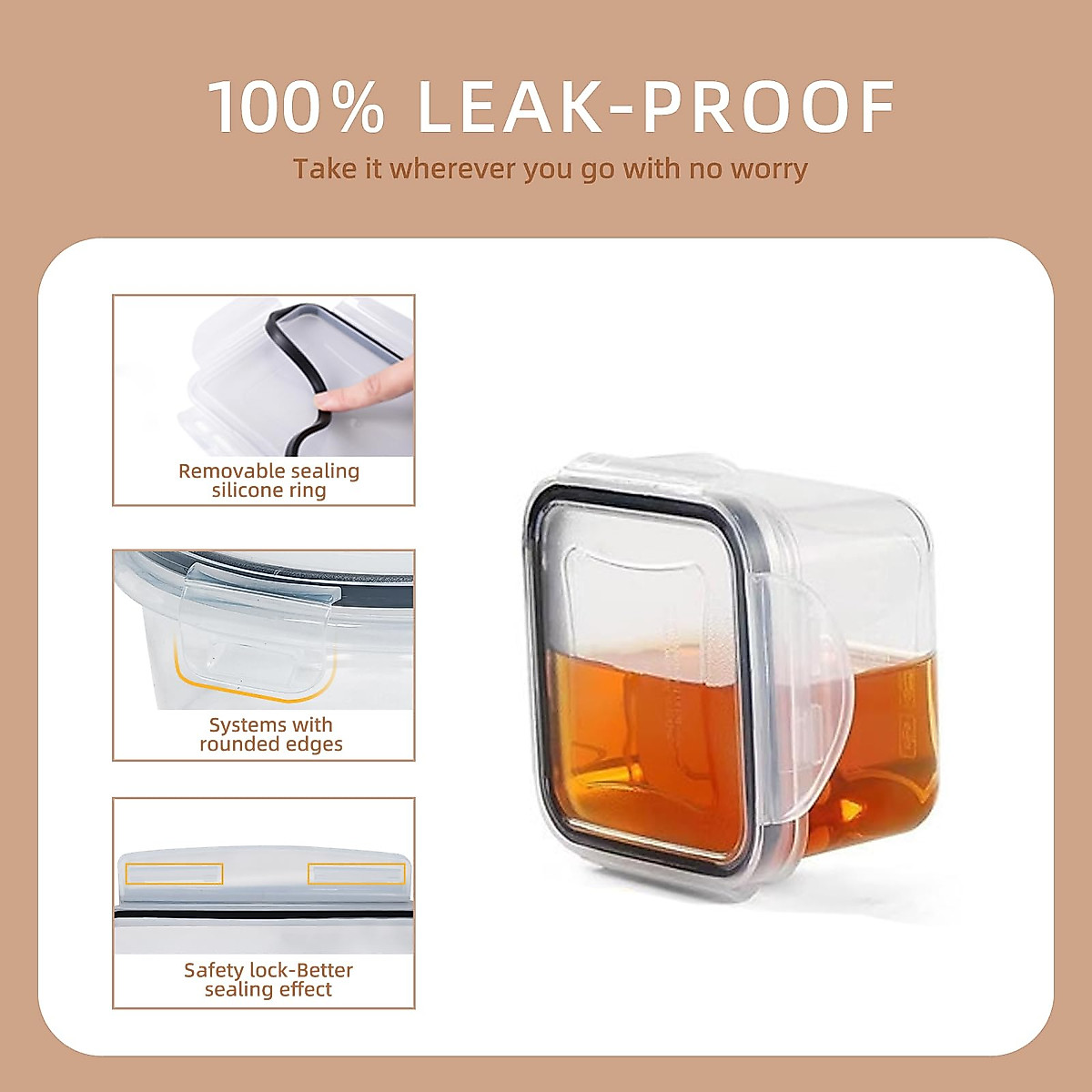 ECO-TOGO 360oz Airtight Plastic Food Storage Containers with Lids (16-Pack 360oz)