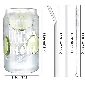 SHENDONG Dog Mom Iced Coffee Glass Cup,Gifts For Mom From Daughter, Son, Kids- Birthday gift Gifts For Mom, Women, Wife - Can Shaped Glass Cups For Mom, Mother, Wife, Bonus Mom, Mothers In Law, Mama